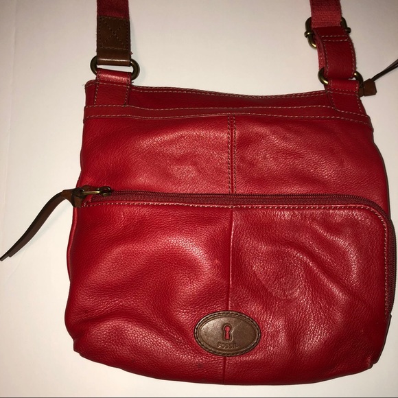 Fossil | Bags | Fossil Cherry Red Leather Crossbody | Poshmark
